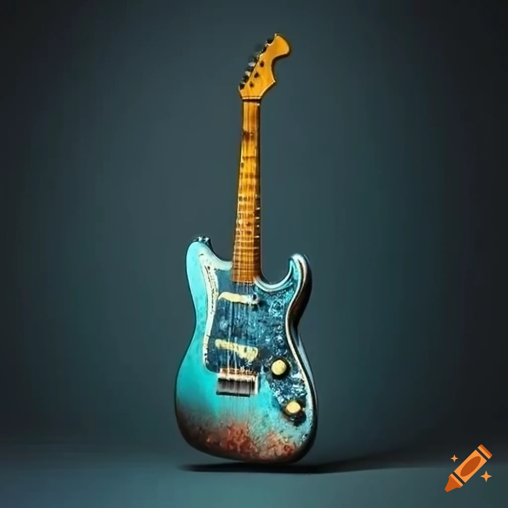 Weathered blue fender guitar showing signs of heavy use on Craiyon
