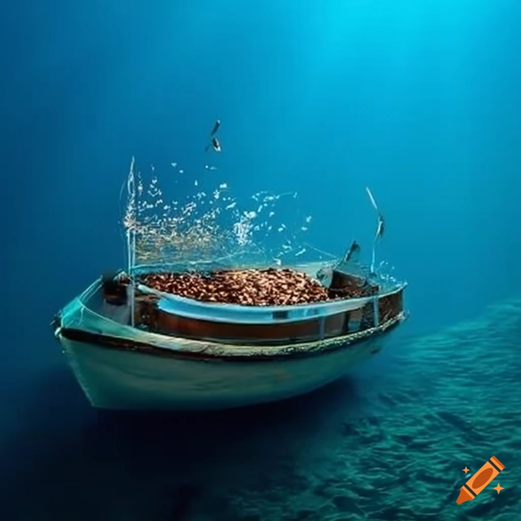 Science boat collecting seeds samples in the sea on Craiyon