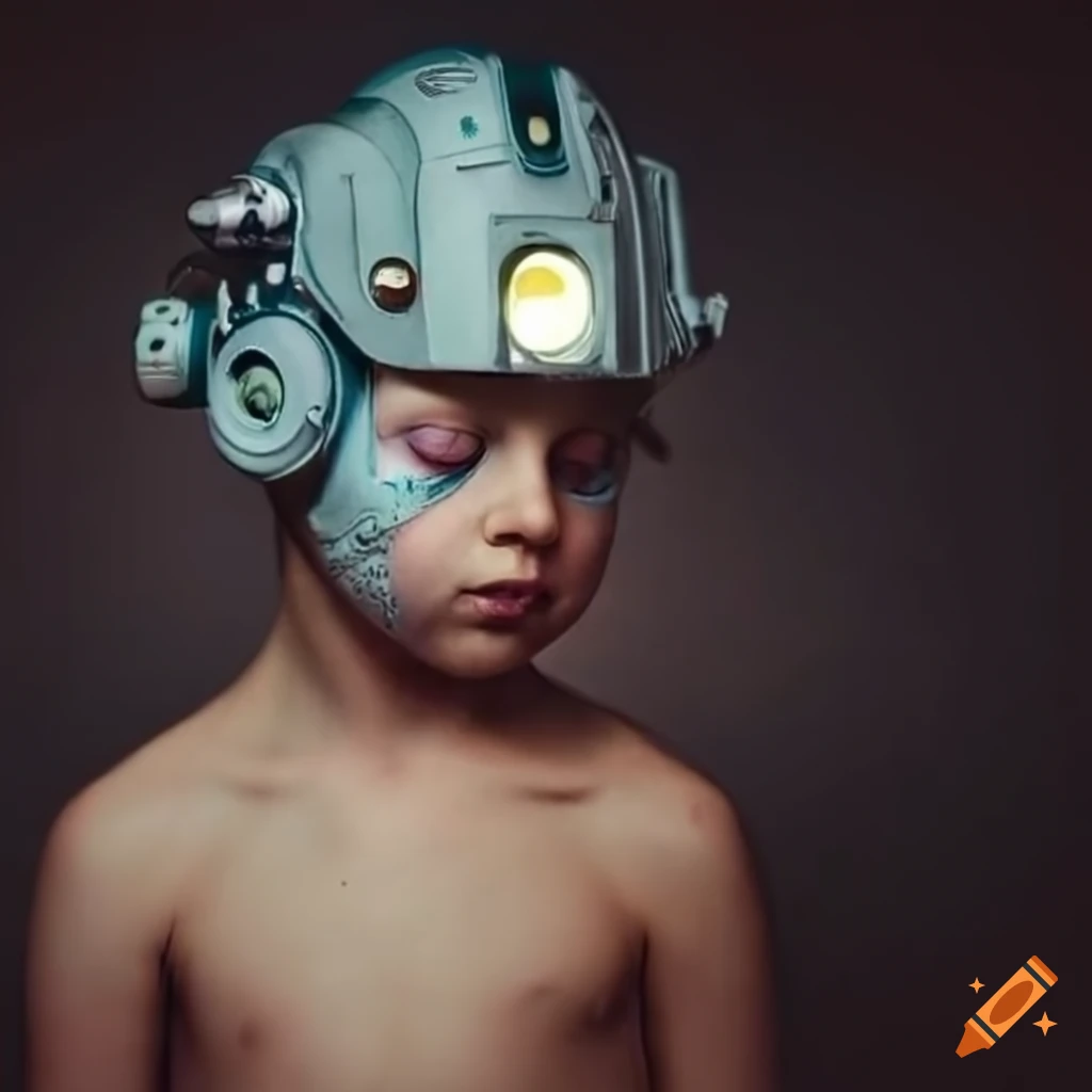 Retro cyborg kid on Craiyon