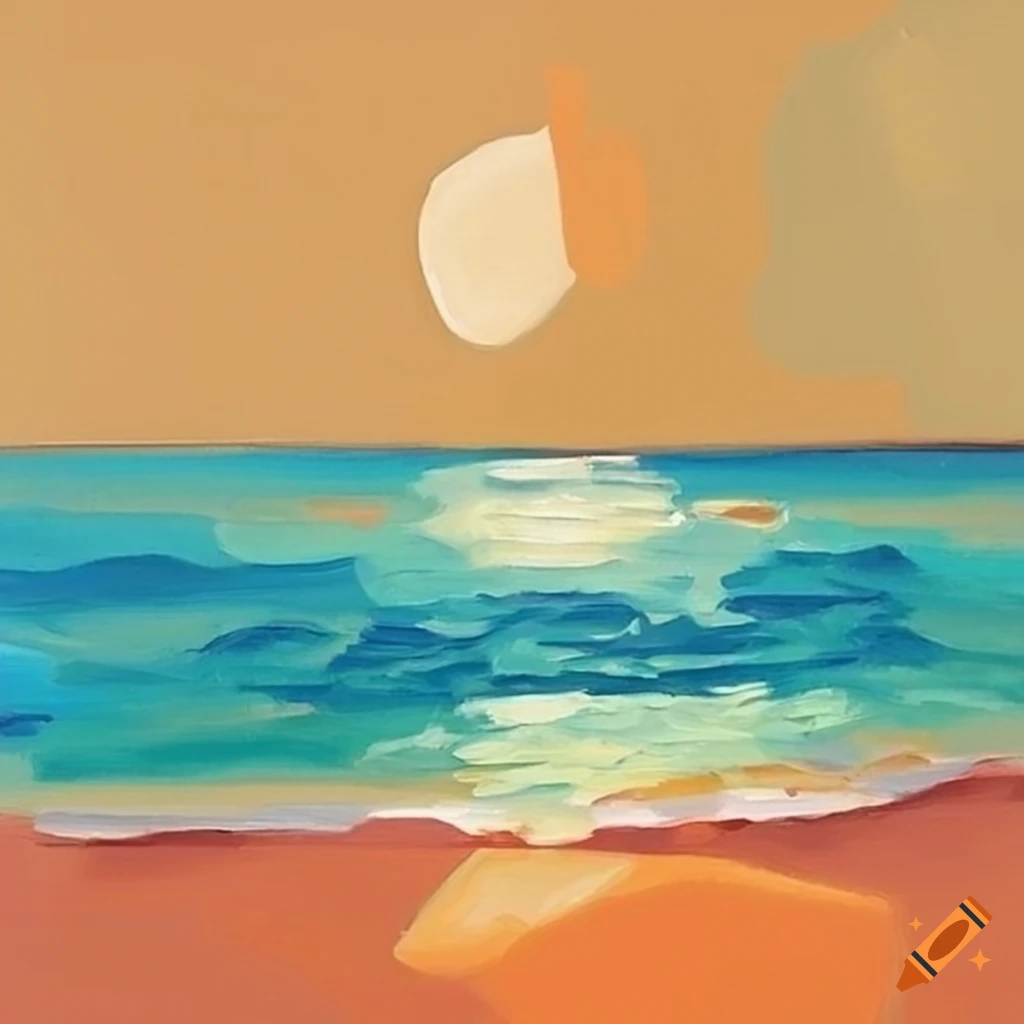 Minimalist beach scene in matisse style with oil painting on Craiyon