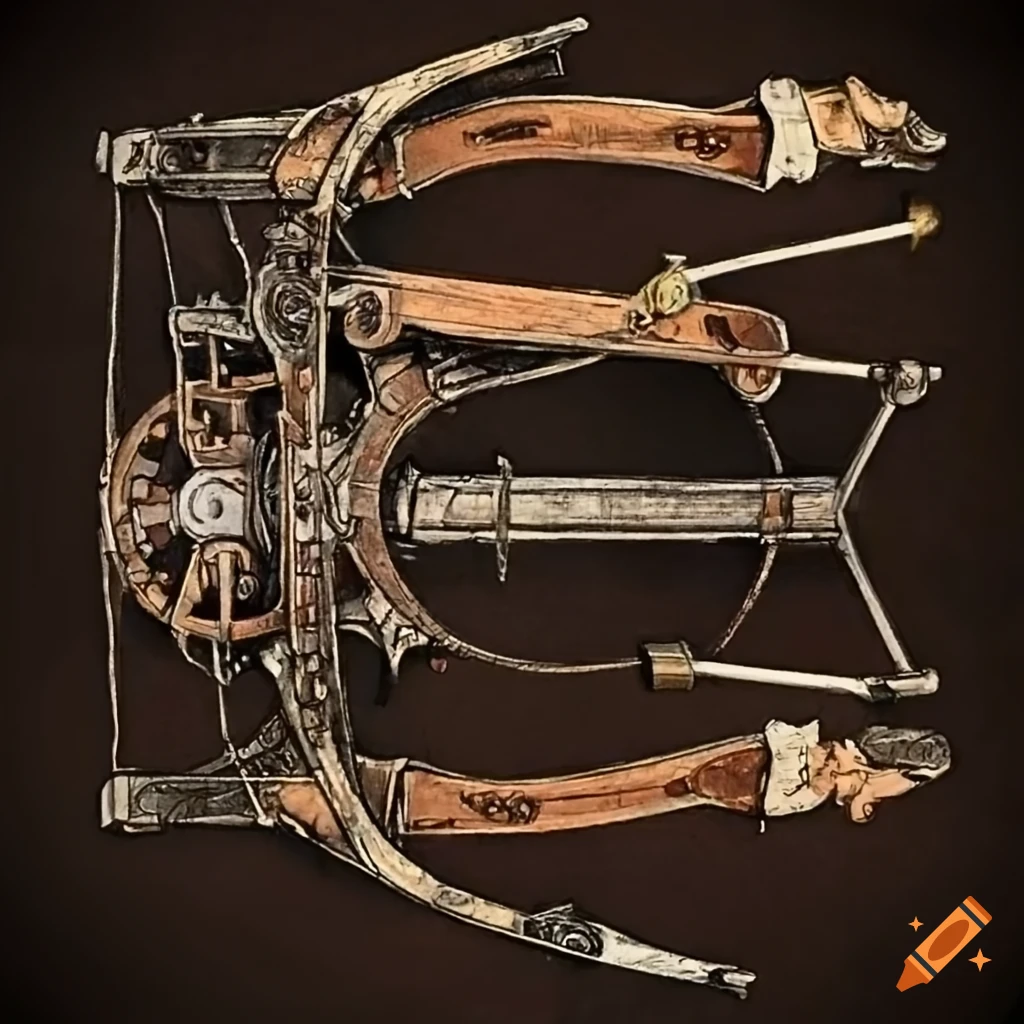 Steampunk crossbow industrial design sketch on Craiyon