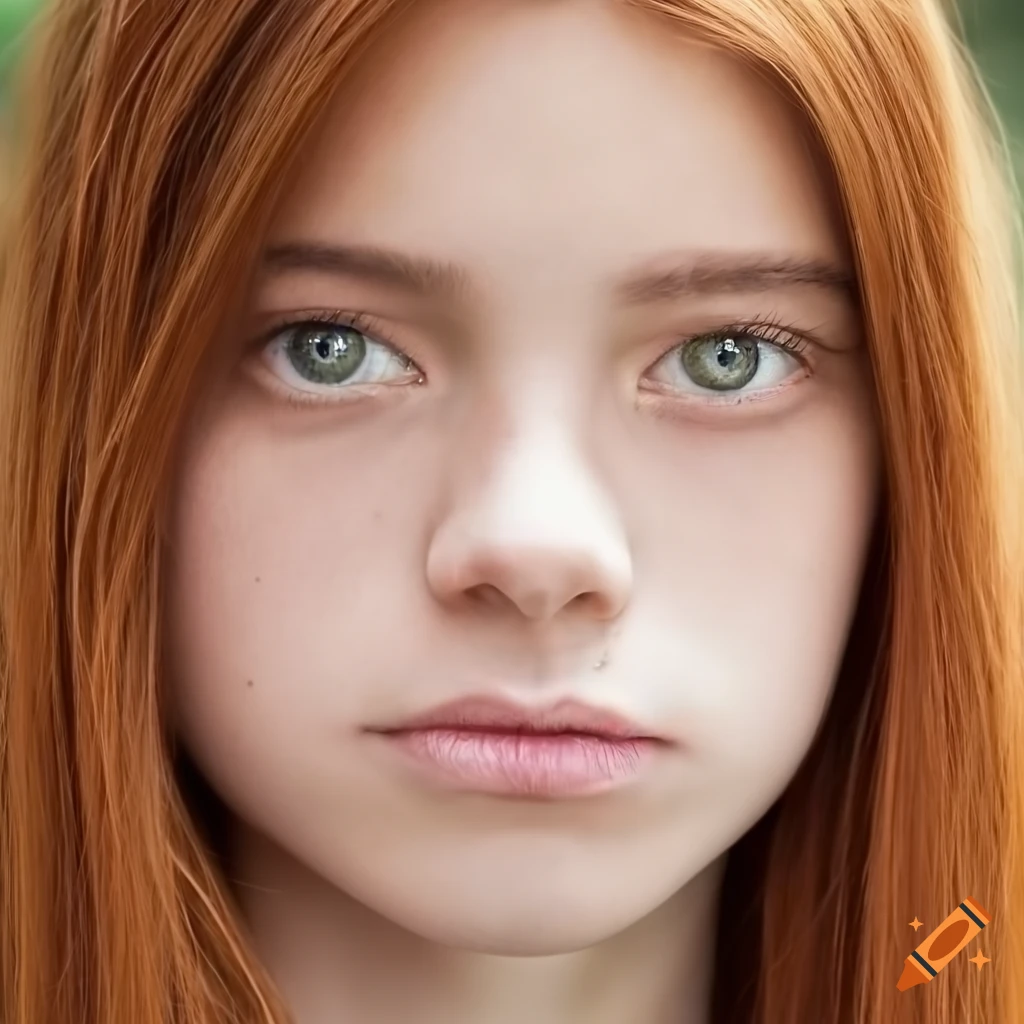 Portrait of a beautiful 18 year old with auburn hair and detailed ...