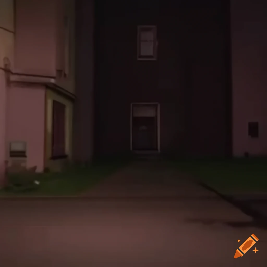 Creepy and weird liminal space in a neighborhood setting on Craiyon