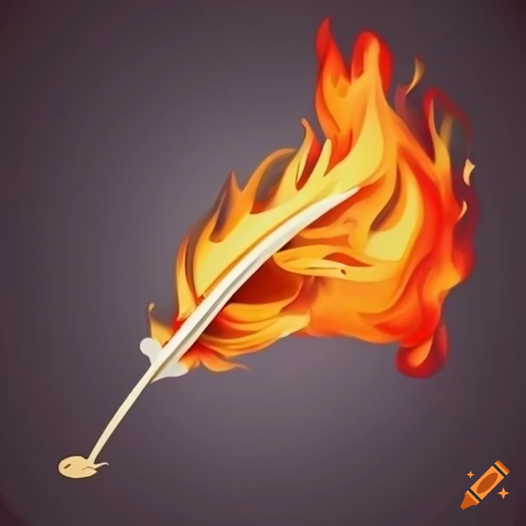 Cartoon quill on fire on Craiyon