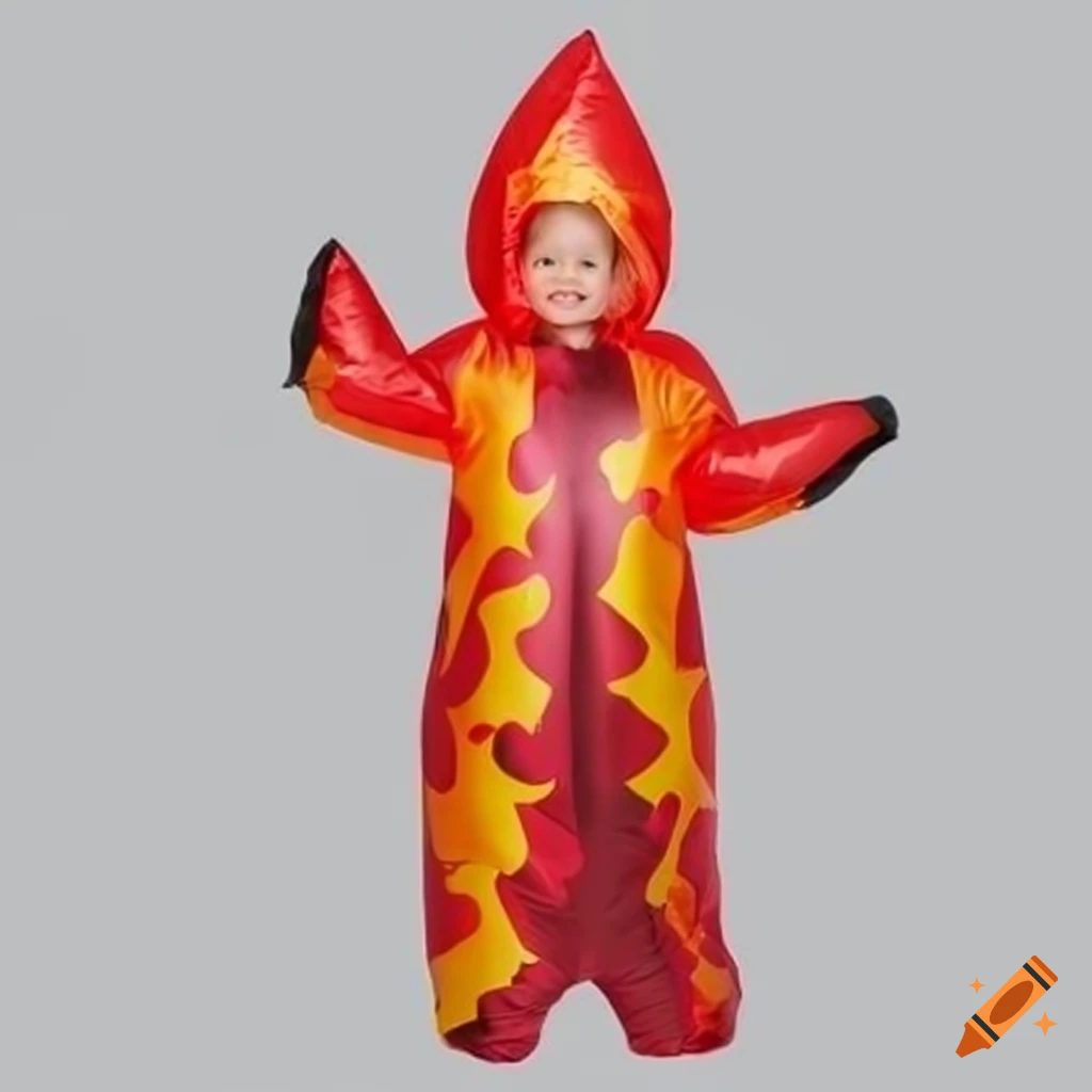 Inflatable flame costume for children on Craiyon