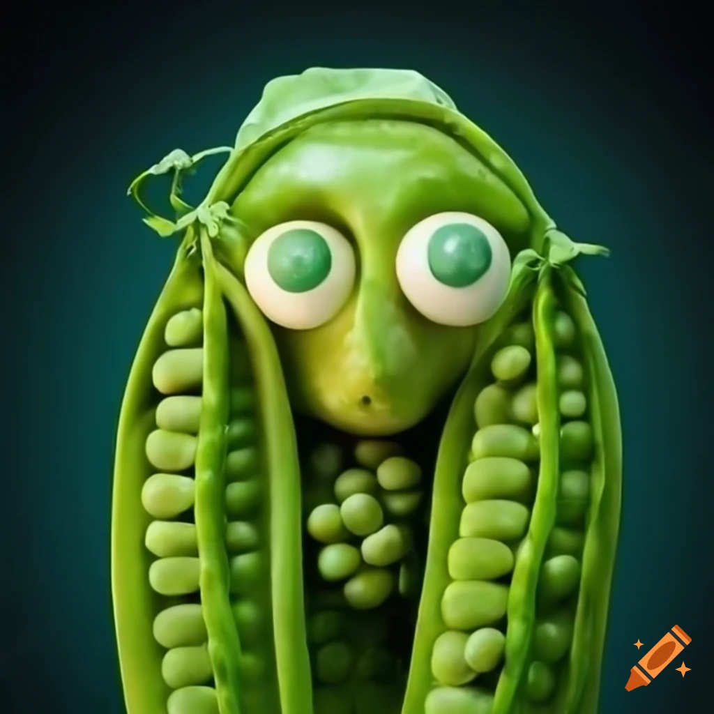 Person made of peas on Craiyon