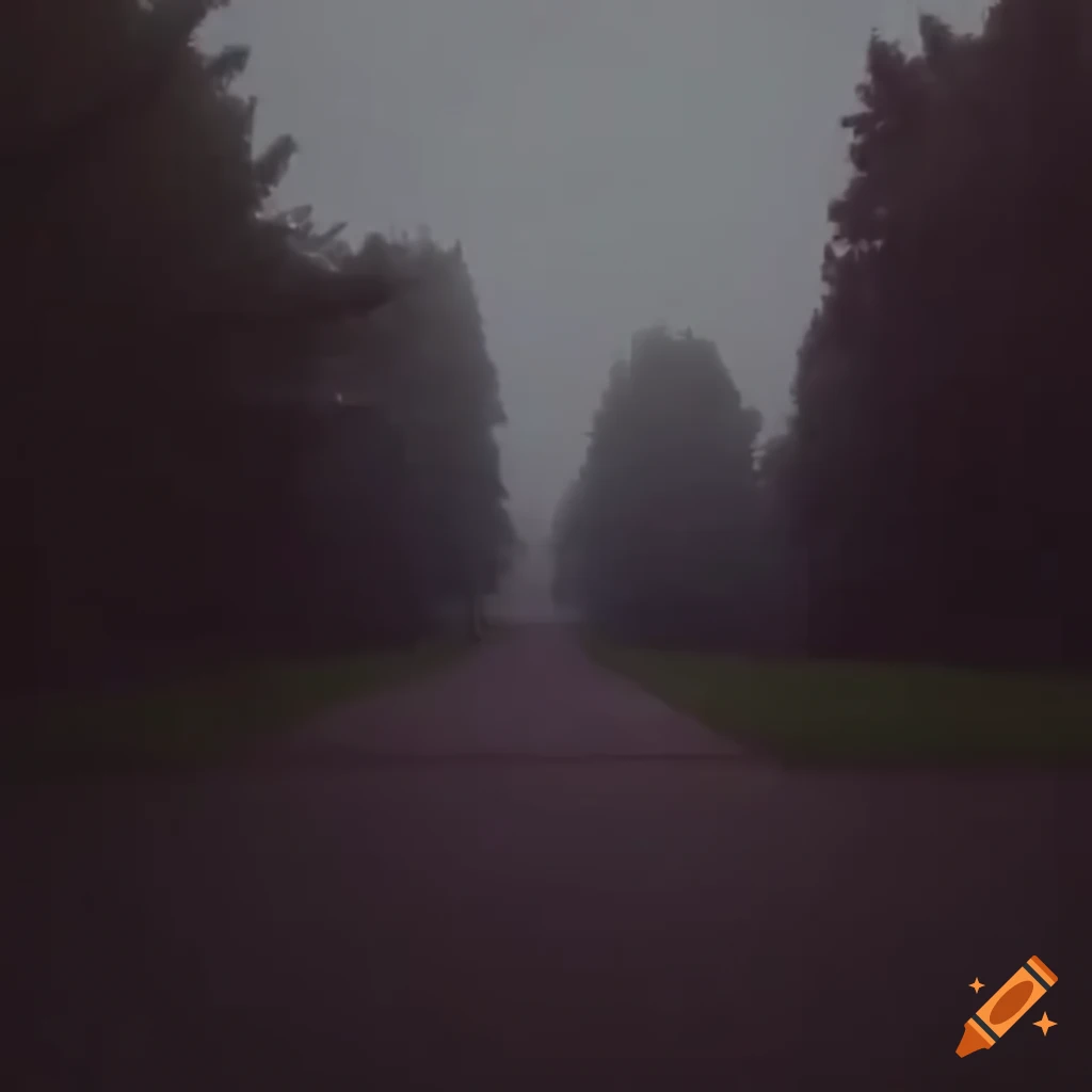 Creepy and weird liminal space in a neighborhood setting on Craiyon