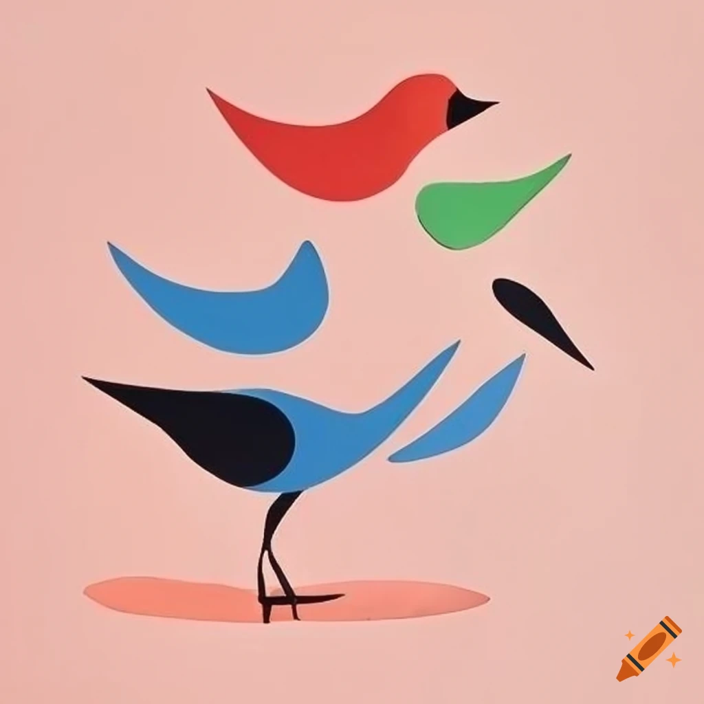 Minimalist bird matisse cut paper art on Craiyon
