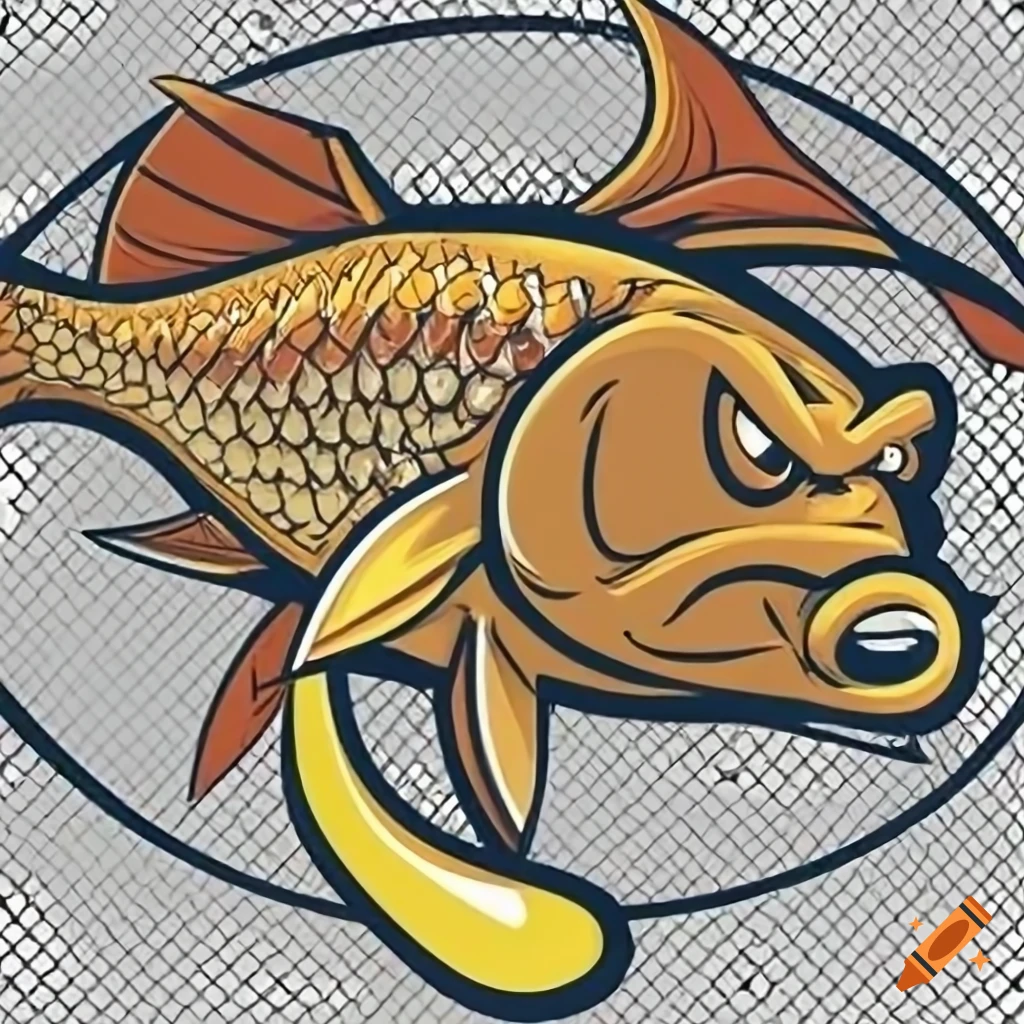 Nba basketball-themed fishing hook rig with a cartoon heroic carp ...