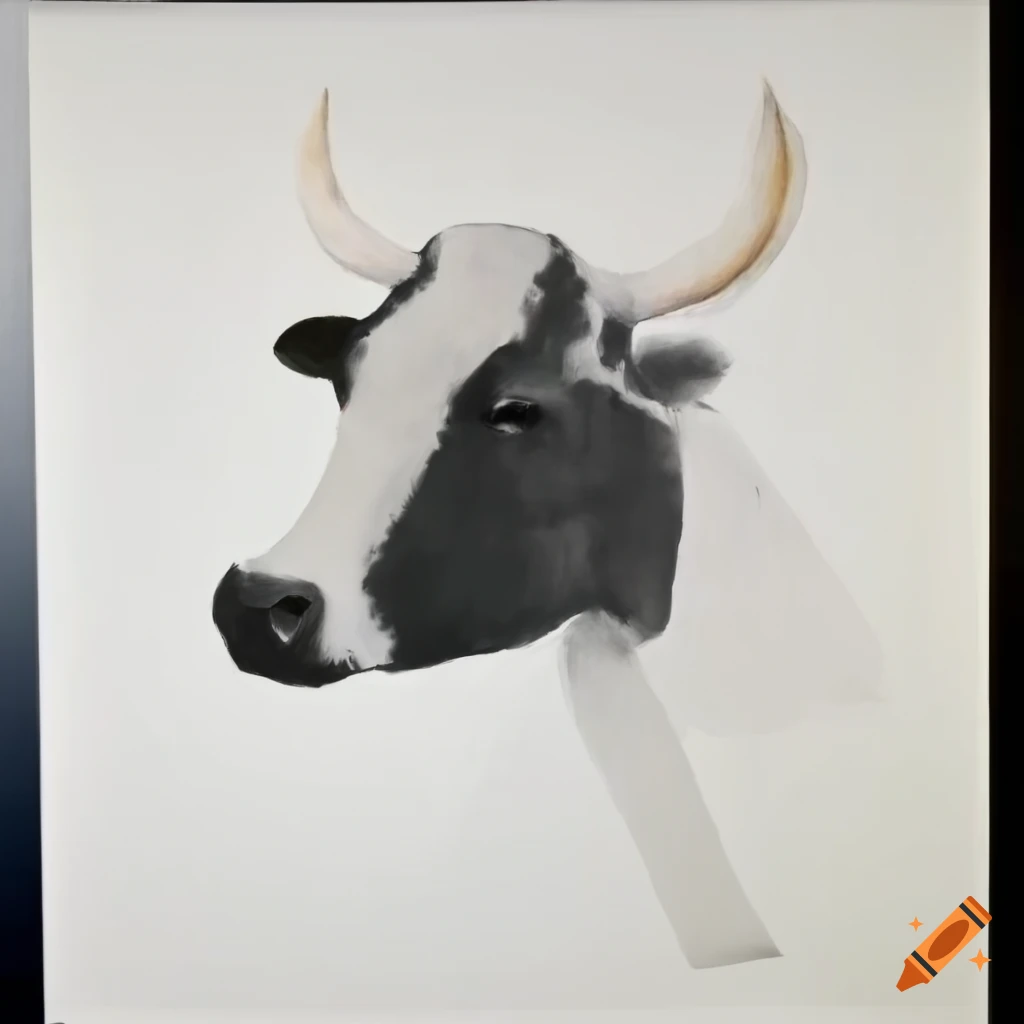 Special-shaped spatial structure with cow and eyes in a white setting ... Special-shaped spatial structure with cow and eyes in a white setting ...