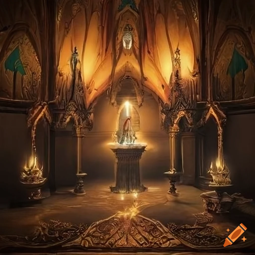 Imaginative temple room for elven ritual master on Craiyon