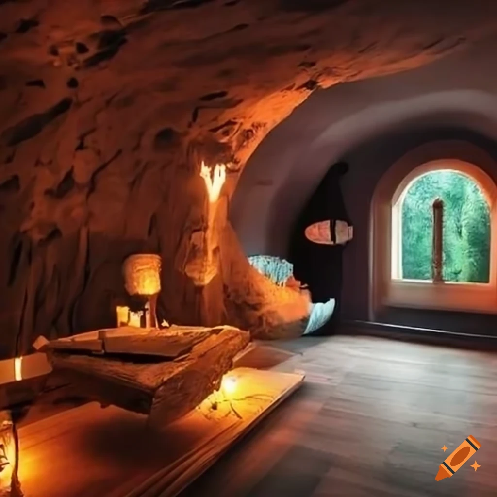 Cozy cave turned into a home on Craiyon