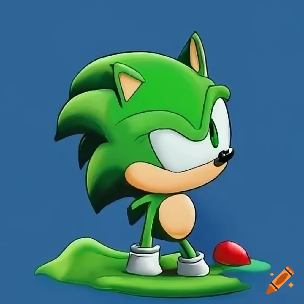 Sonic the hedgehog covered in green slime on Craiyon