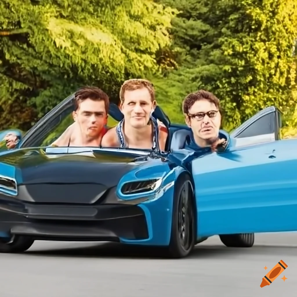 Two men racing in cars on Craiyon