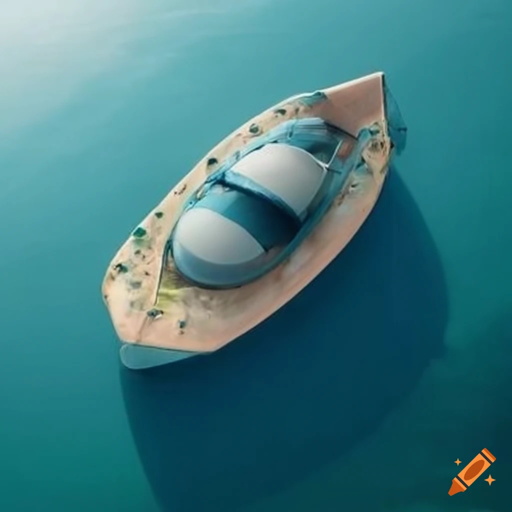 Science boat collecting plants and seeds from the sea coast on Craiyon