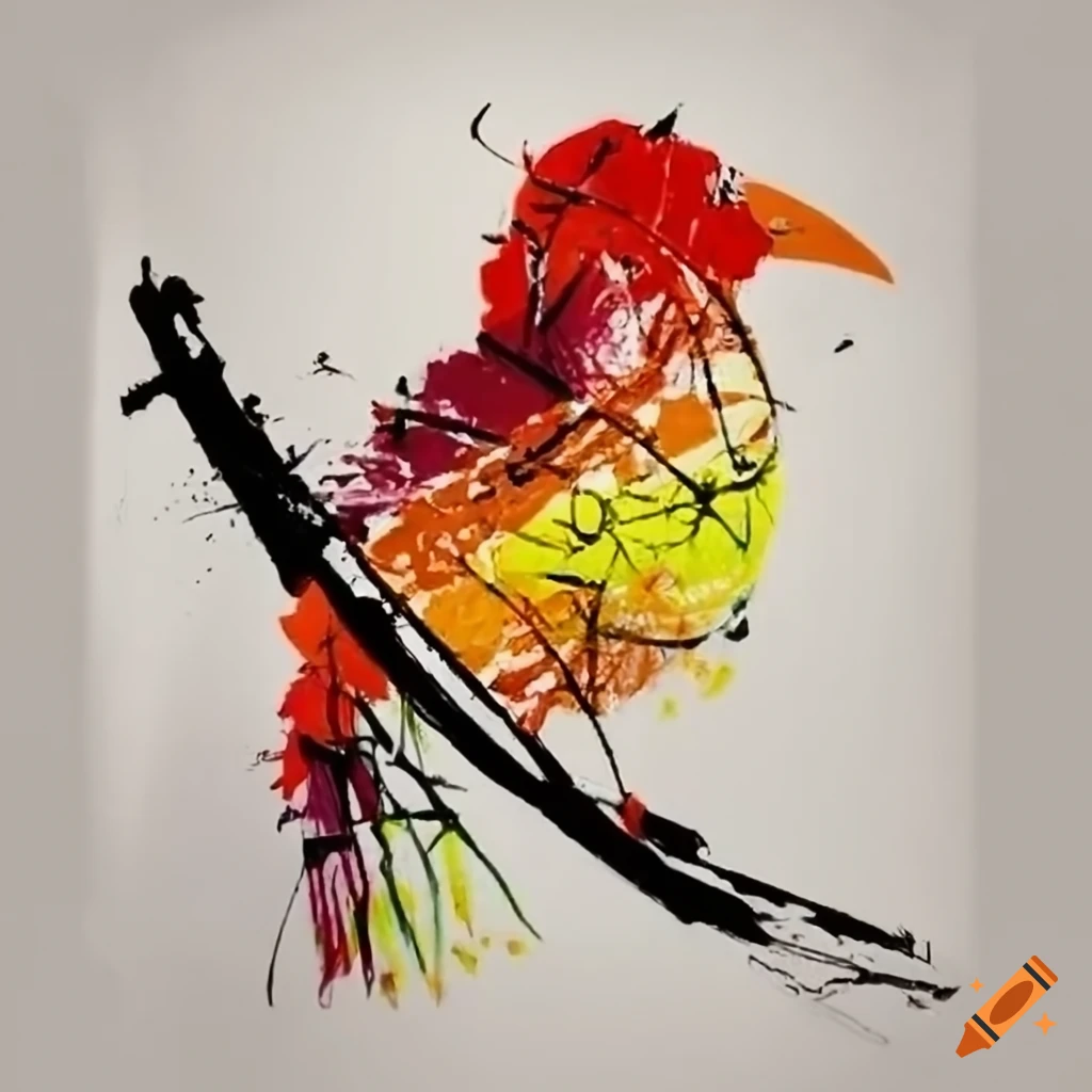 Bird in the style of pollock on Craiyon