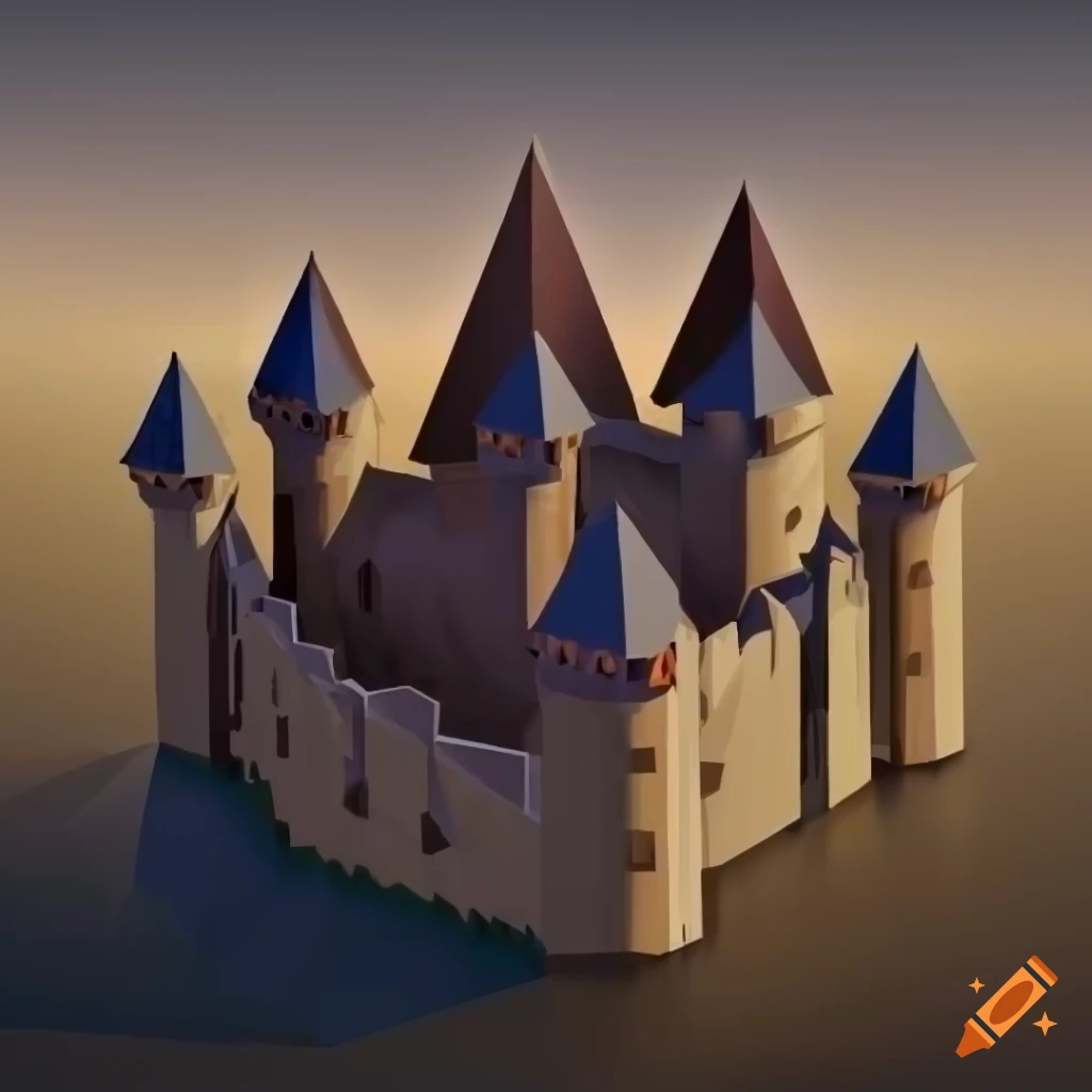 Low poly icon of medieval castle on Craiyon