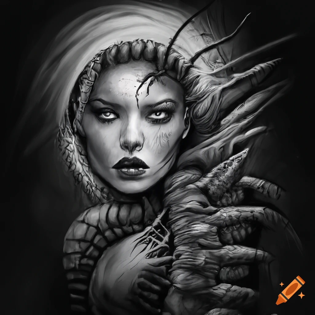 Beautiful tattoo sketch of a mystical creature - woman and centipede ...