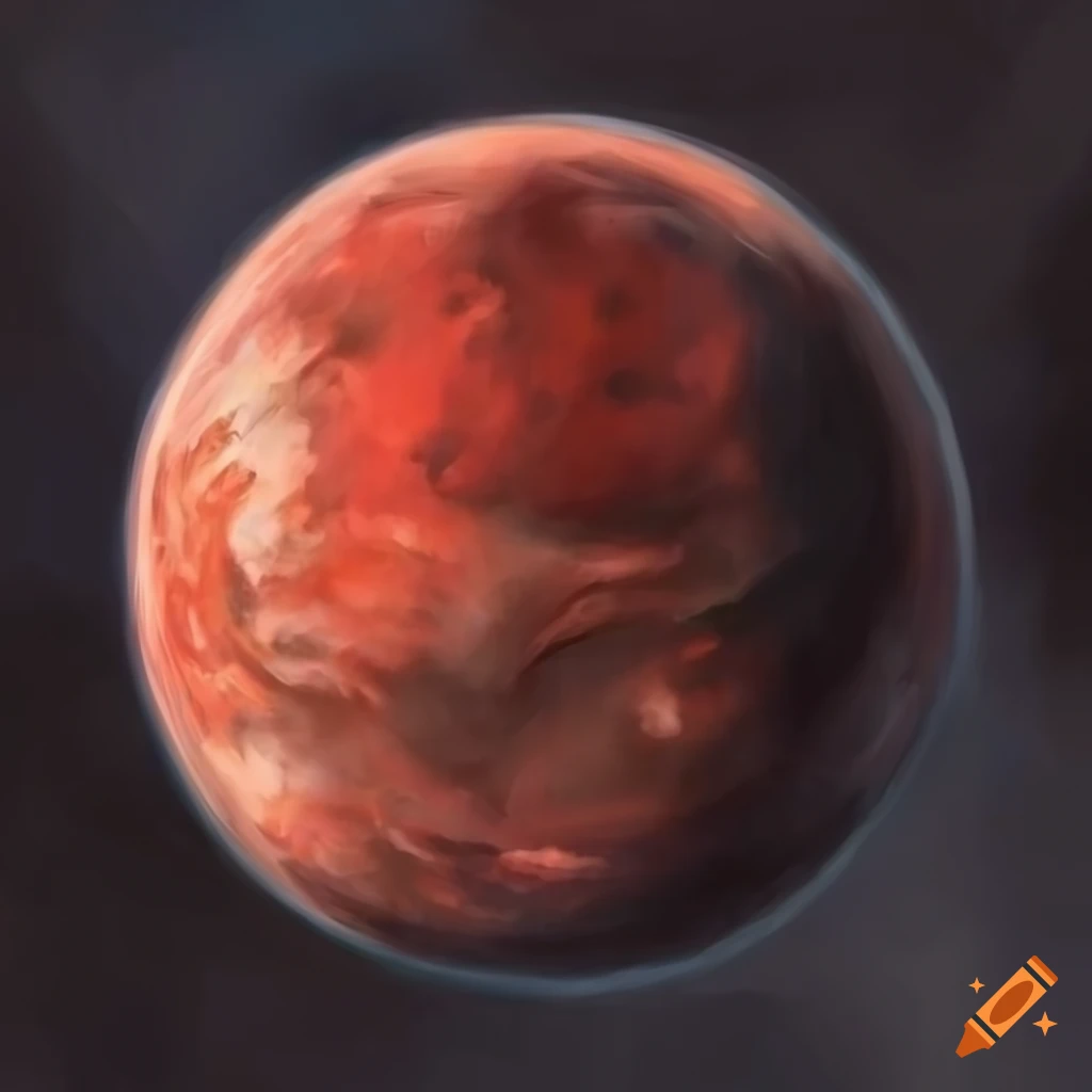 Rocky red planet in space depicted in sci-fi realism art on Craiyon