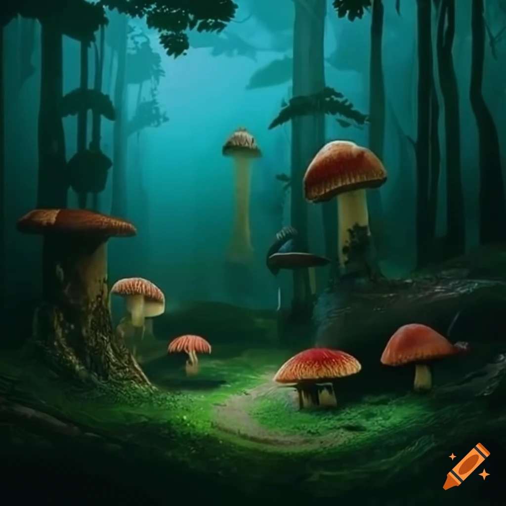 Enchanted mushroom forest on Craiyon