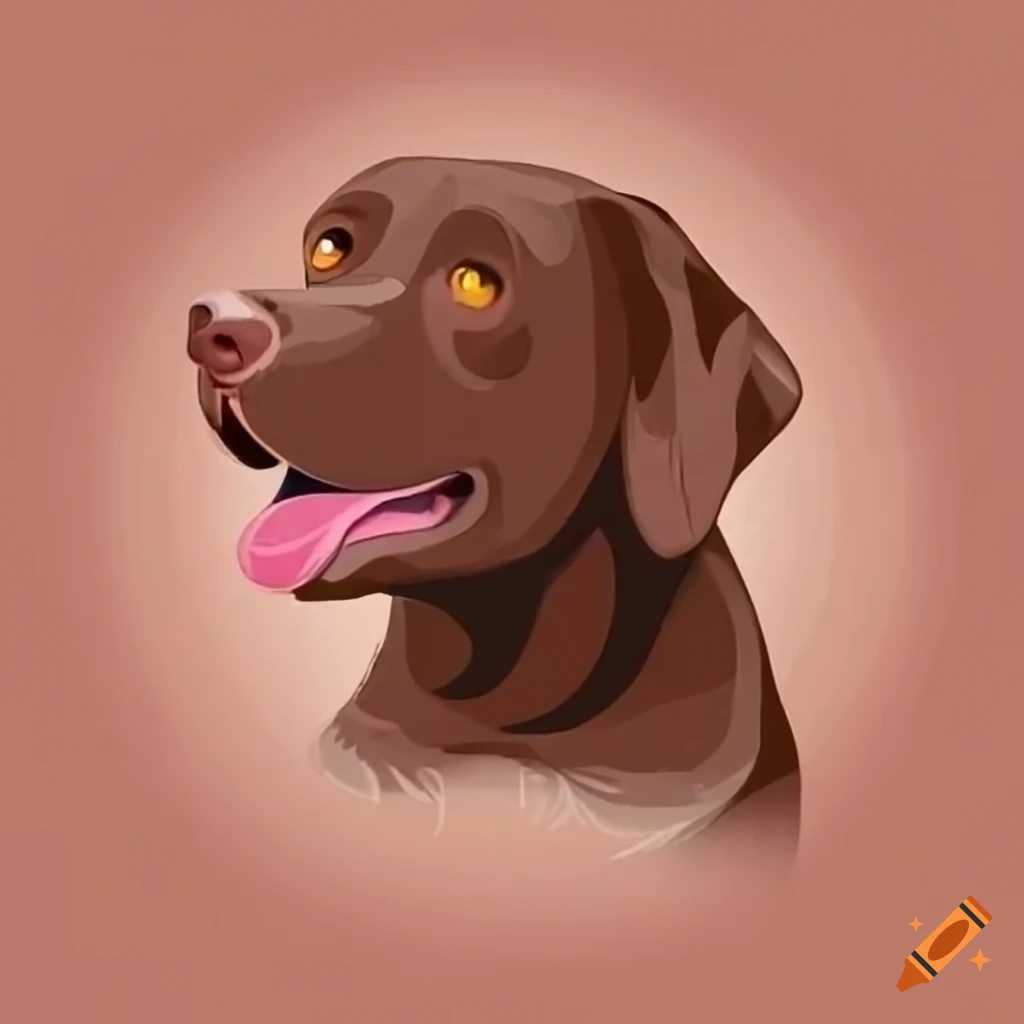 Cute animated chocolate labrador dog in profile pose on Craiyon