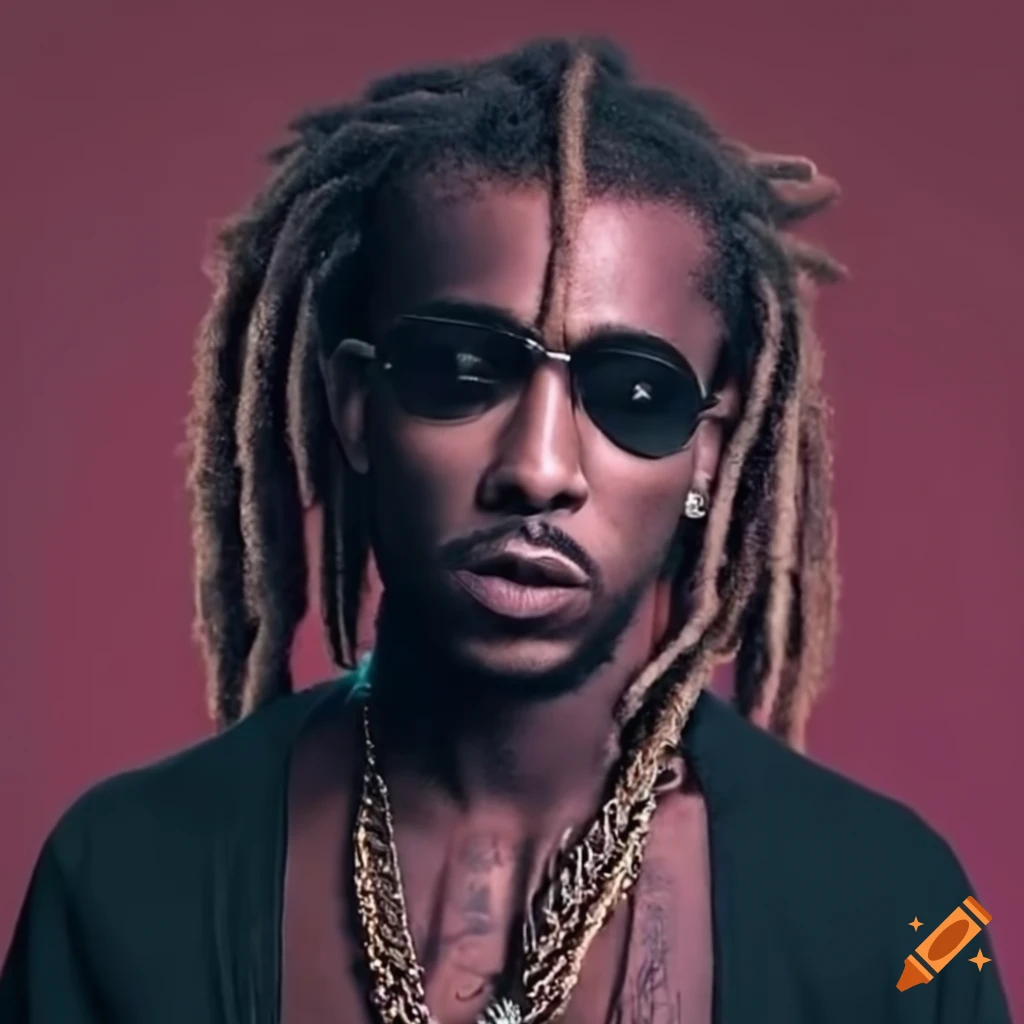 Black rapper with dreadlocks and shades on Craiyon