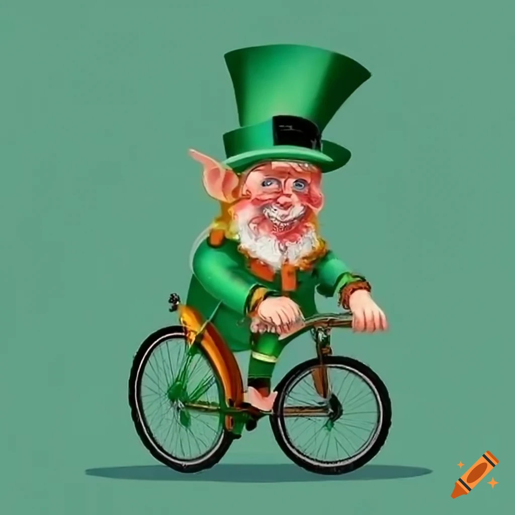 Leprechaun riding a bicycle in Florida on St. Patrick's Day on Craiyon