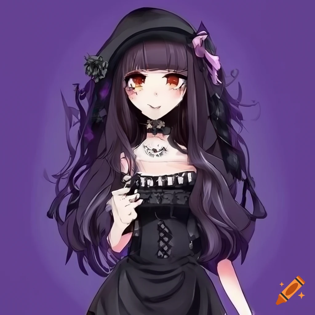 Cute gothic anime girl character on Craiyon