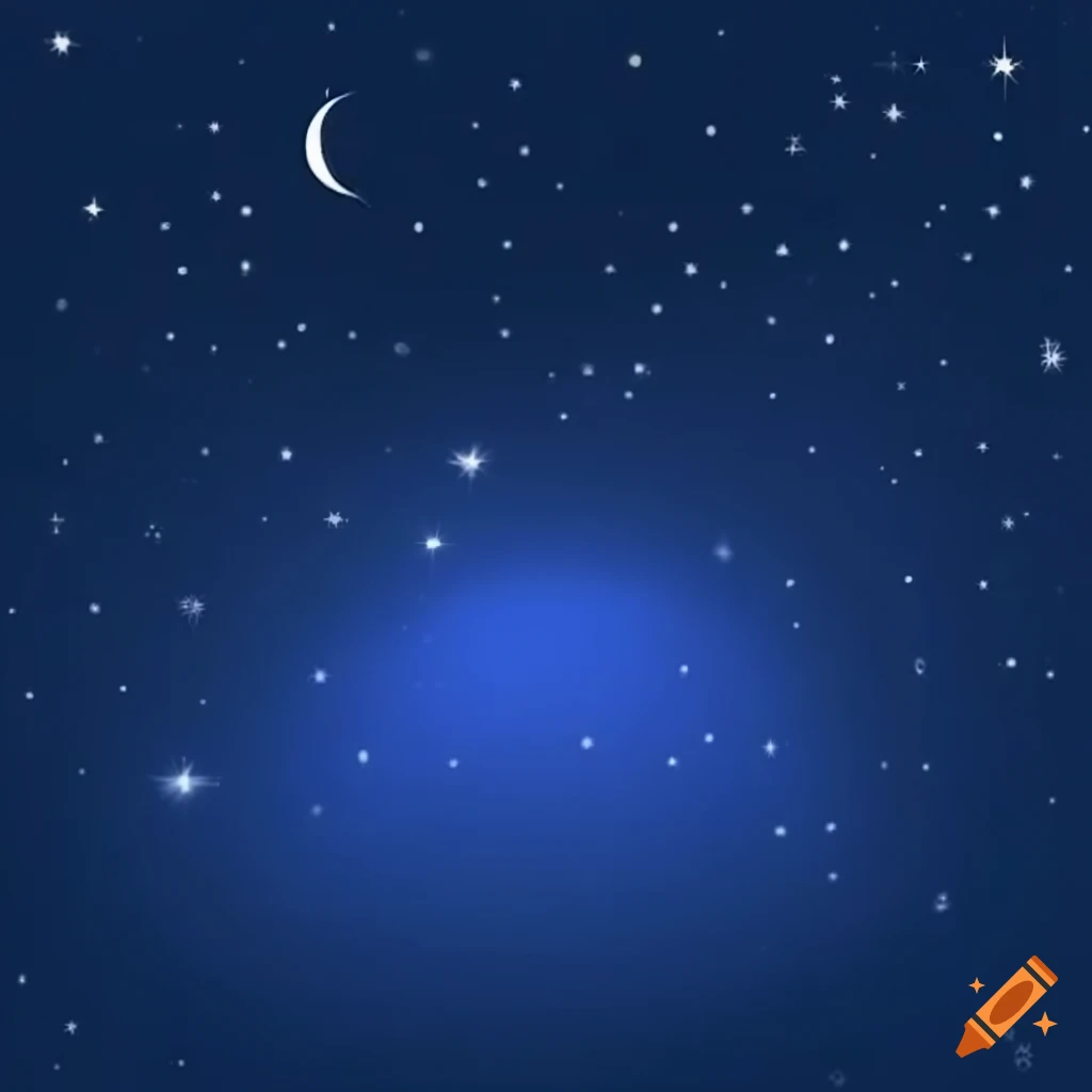 Starry night sky with twinkling stars and a moon in animated art style ...