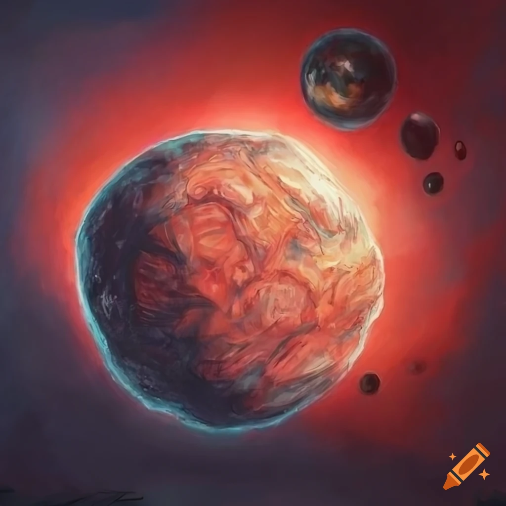 Rocky red planet in space portrayed with sci-fi realism on Craiyon