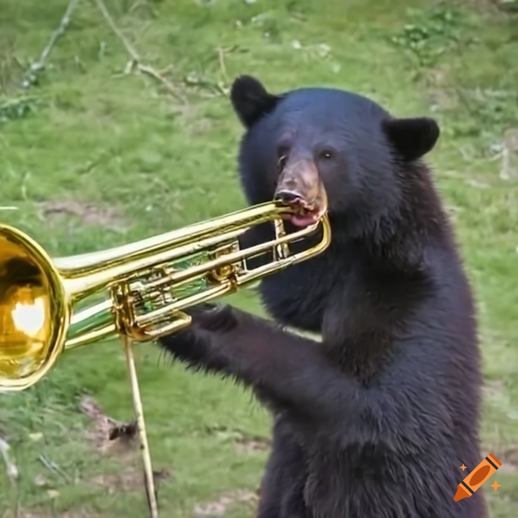 Black bear playing the trombone on Craiyon