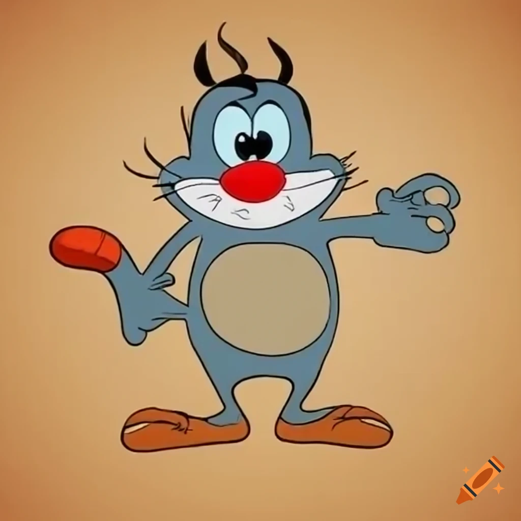 Cartoon of baby ogg, a classic animated character on Craiyon