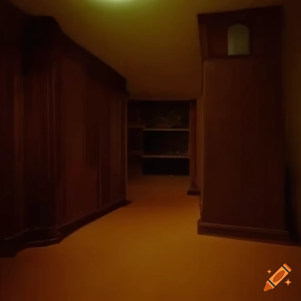 Creepy liminal space inside a house with furniture on Craiyon