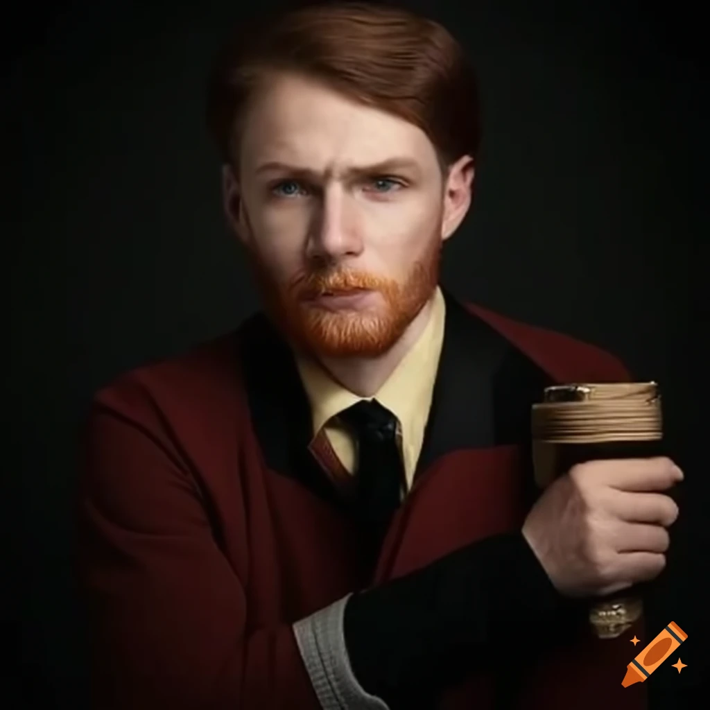 Middle-aged red-haired man in front of his computer on Craiyon