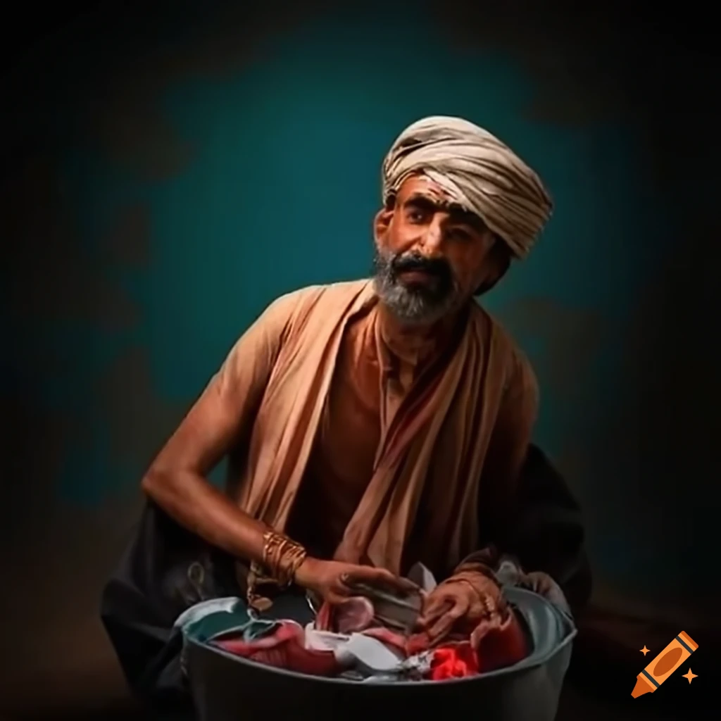 Pakistani man doing laundry on Craiyon