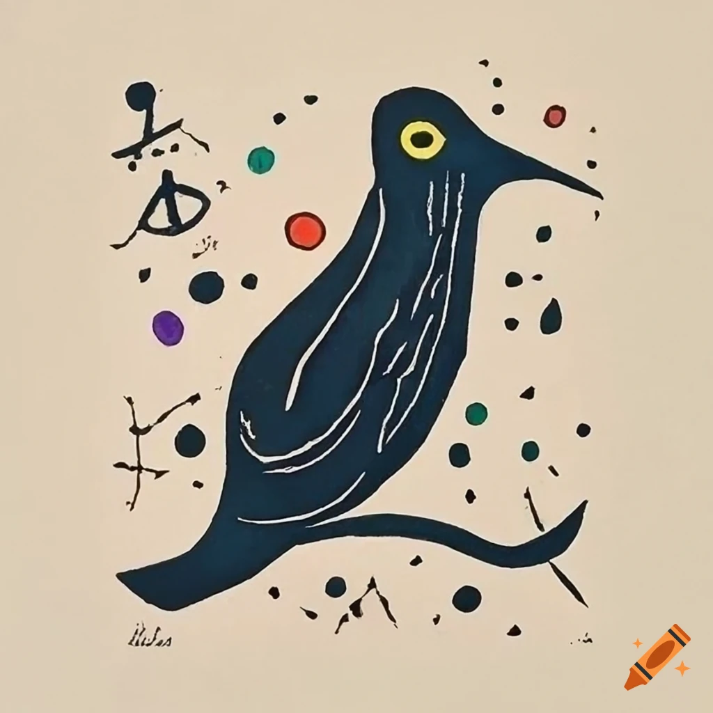 Flying bird linocut art on Craiyon