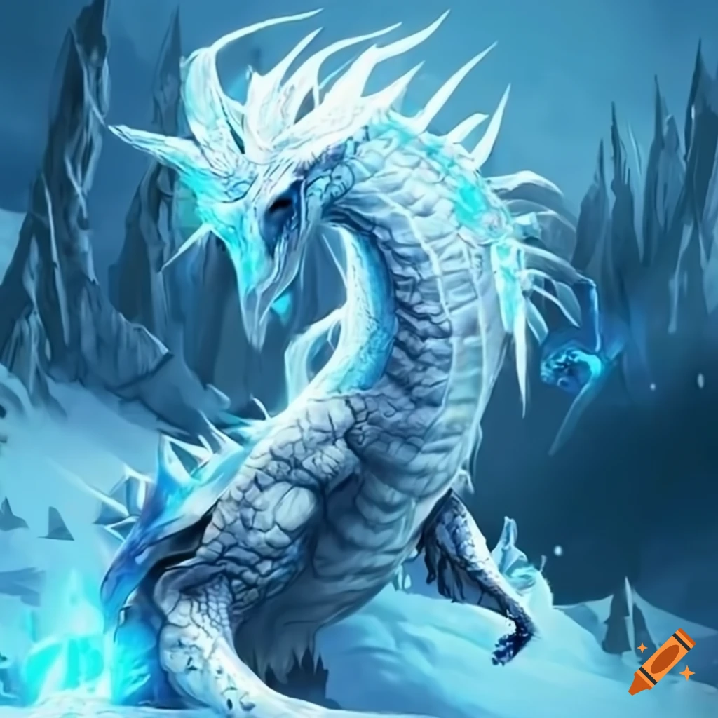 Mystical ice dragon on Craiyon