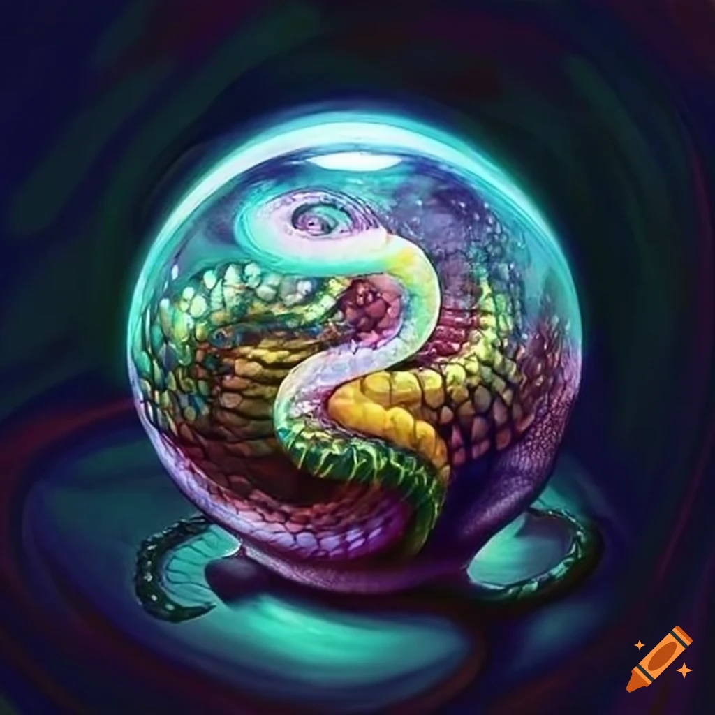 Crystal ball emitting snakes on Craiyon