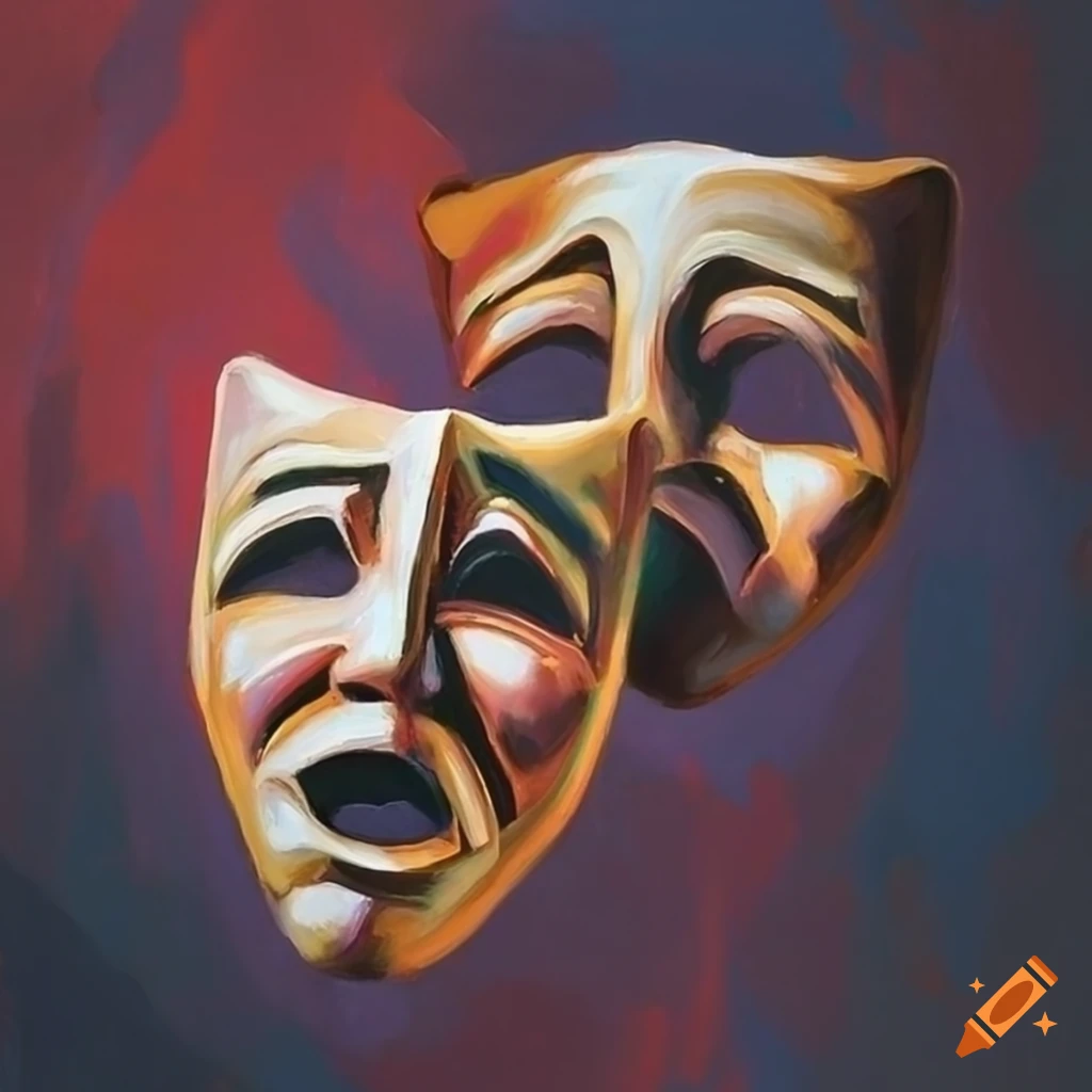 Theatre masks painting on Craiyon