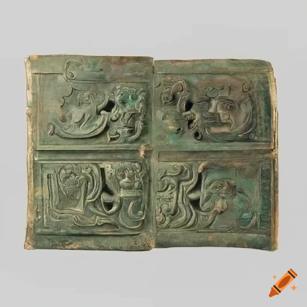 Bronze piece depicting aspects of ancient chinese life and culture on ...