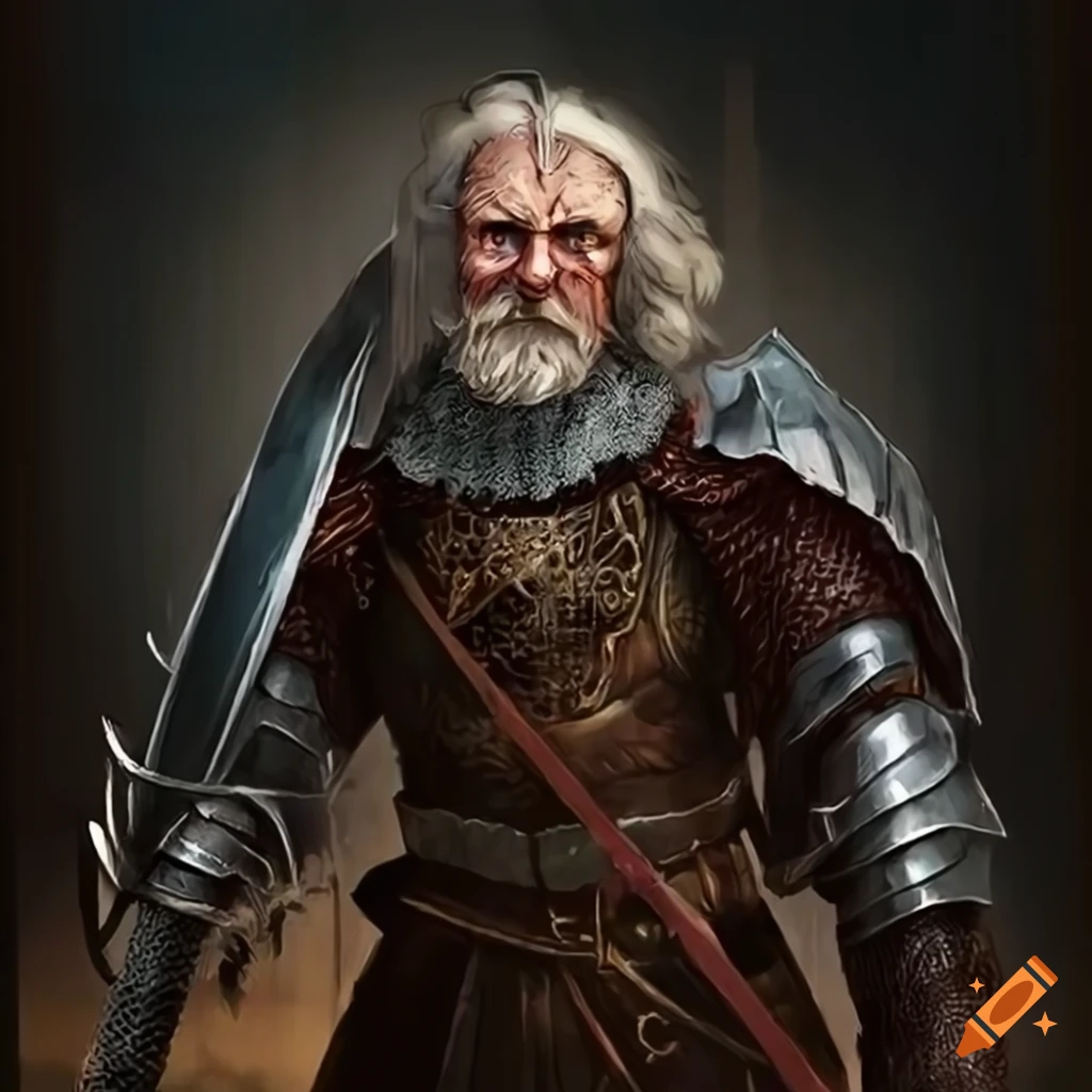 Old knight in shining armor on Craiyon