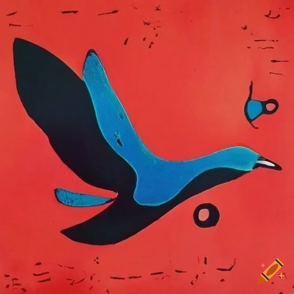 Flying bird linocut art on Craiyon