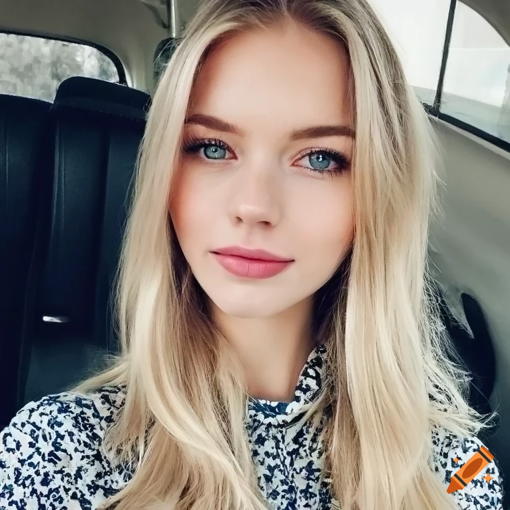 Portrait Of A Friendly Girl With Nordic Features And Blonde Hair In