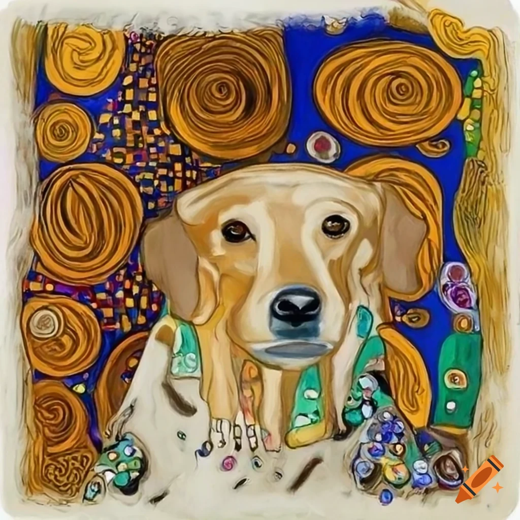 Golden retriever dog drinking tea from a porcelain cup in the style of ...