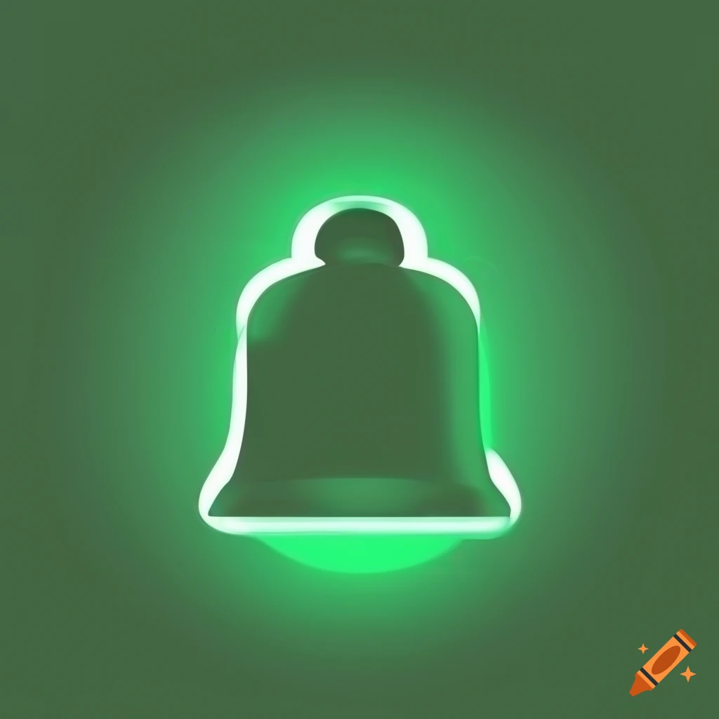 Dark green square bell logo on light green background on Craiyon