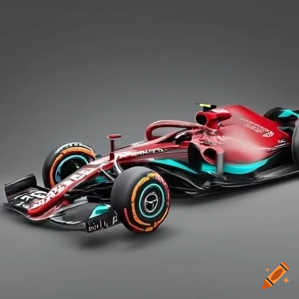 Mercedes f1 racing car in red color on Craiyon