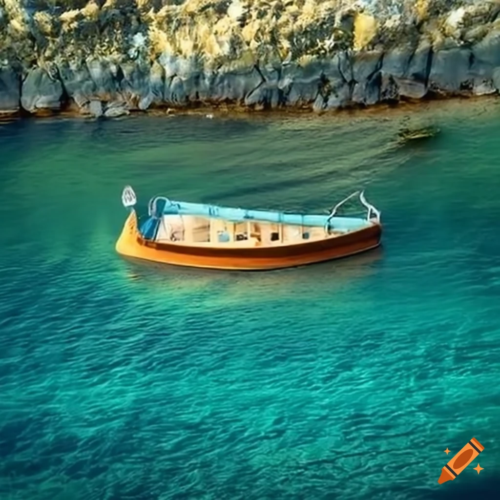 Science boat collecting plants and seeds from the sea coast on Craiyon