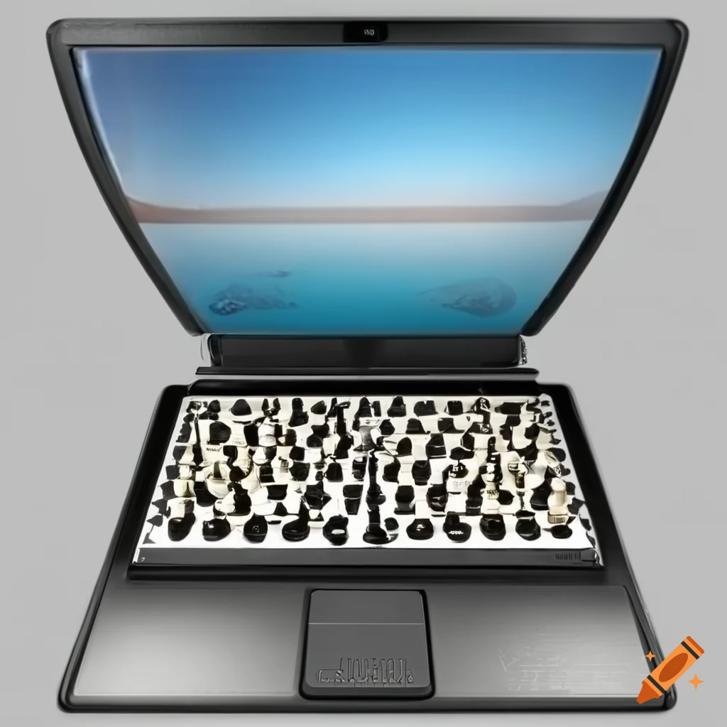 Chess game on a laptop screen on Craiyon