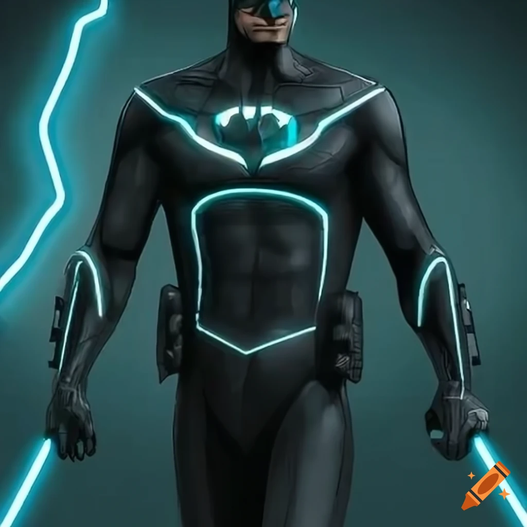 Batman in a tron-inspired costume on Craiyon