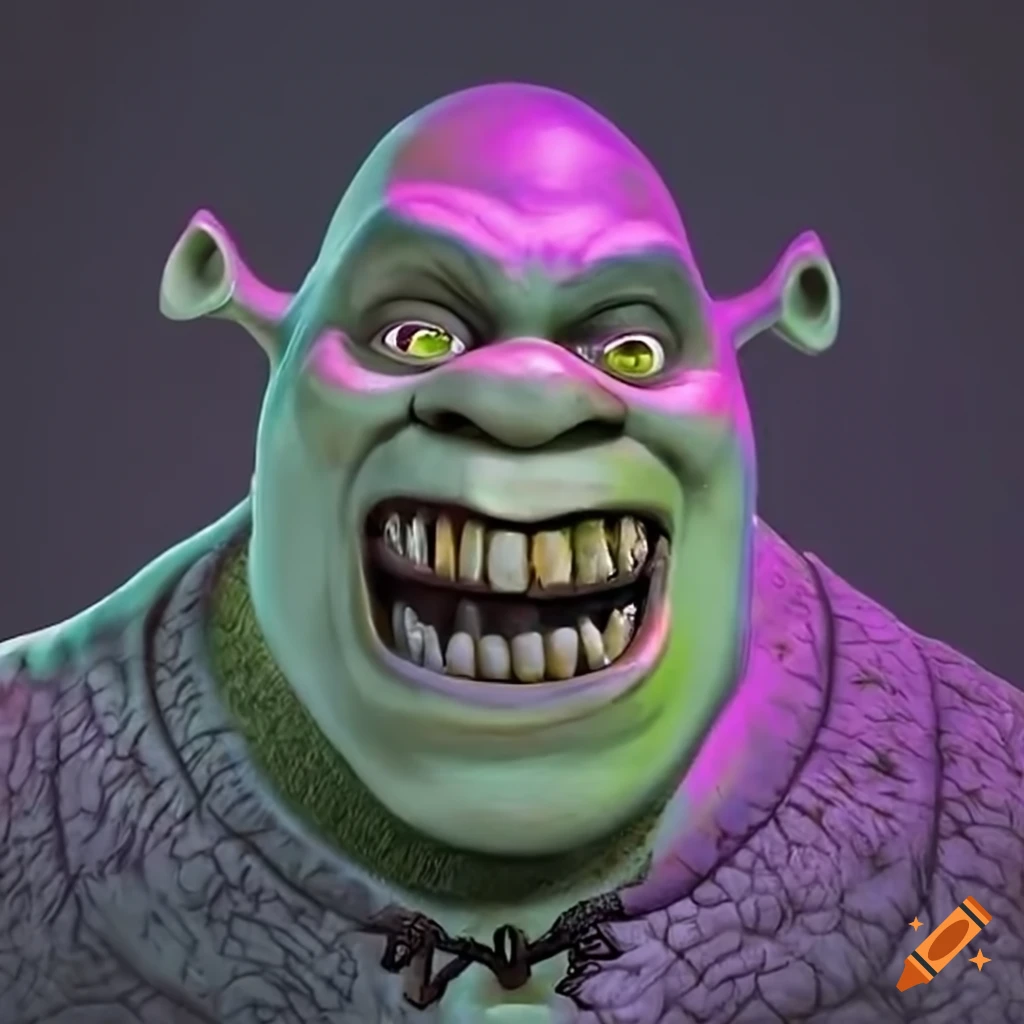 Shrek in a scary pose on Craiyon